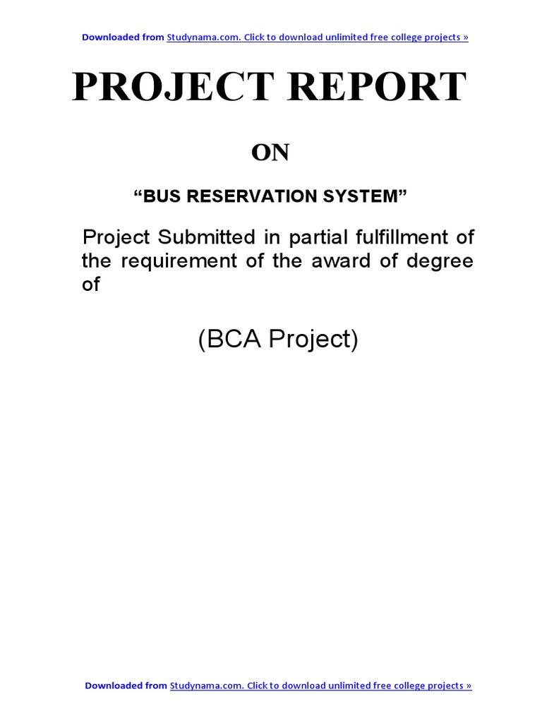 BCA Project On Bus Reservation System - PDF Report With Source Code ...
