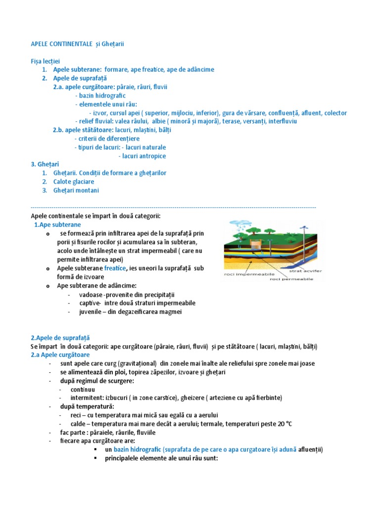 Apele Continentale Și Ghețarii | PDF