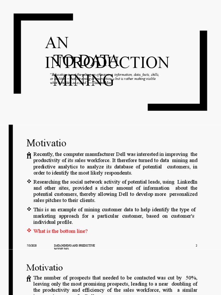 CH 1 Intro To Data Mining | PDF | Data Mining | Predictive Analytics