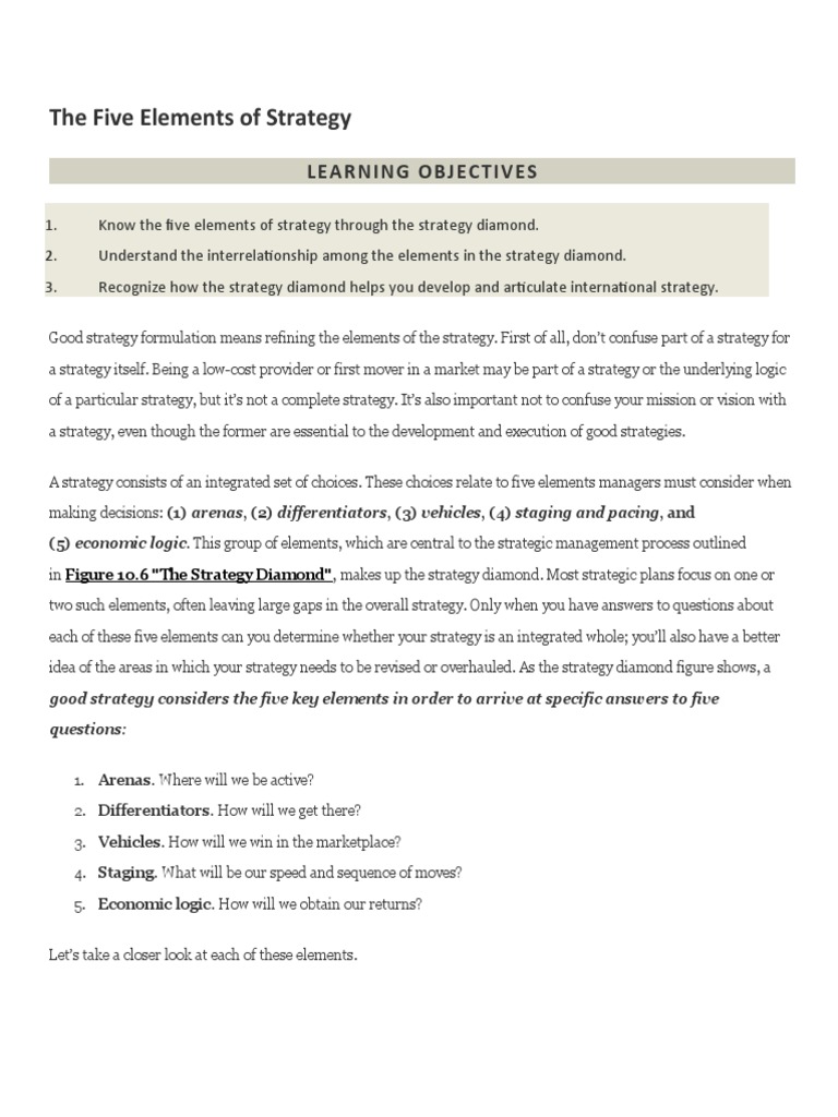 The Five Elements of Strategy | PDF | Strategic Management | Profit ...