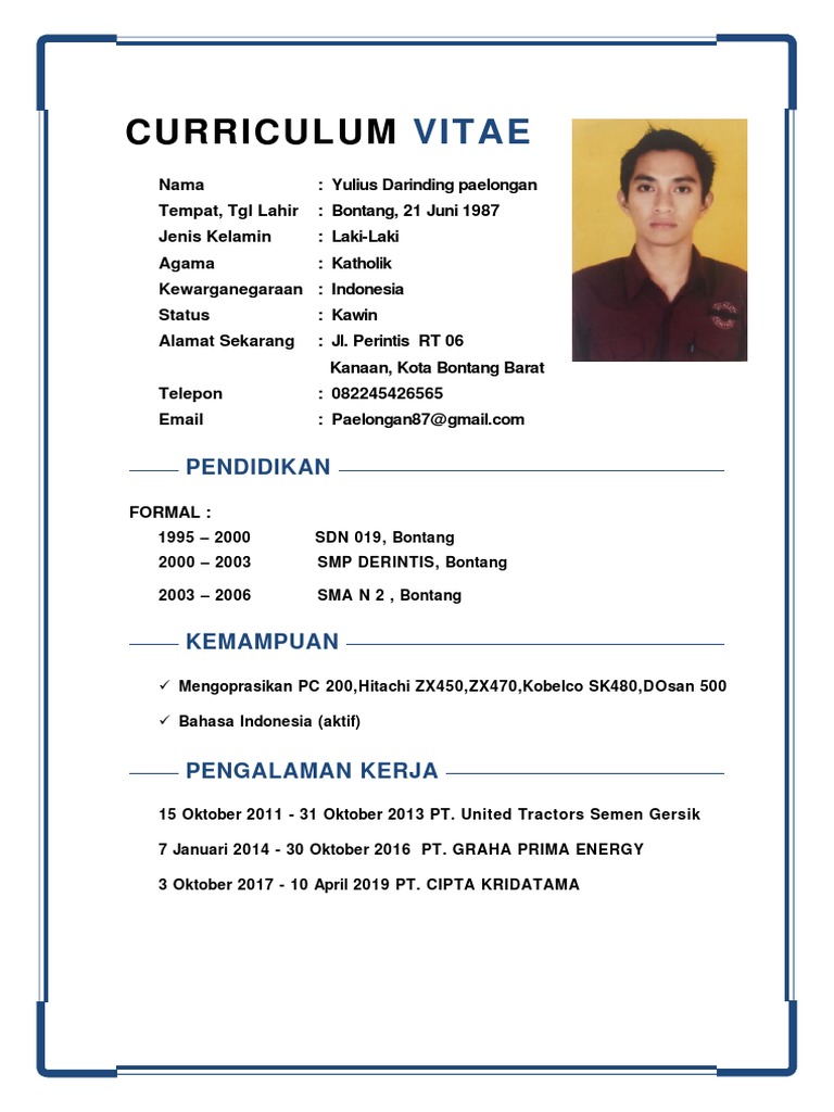 Cv. Yulius Parinding Paelongan | PDF