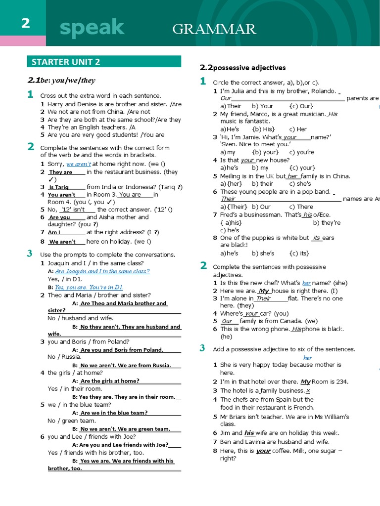 Grammar Extra: Starter Unit 2 | PDF | Foods | Restaurant And Catering