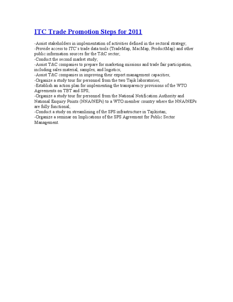 ITC Trade Promotion Steps 2011 | PDF