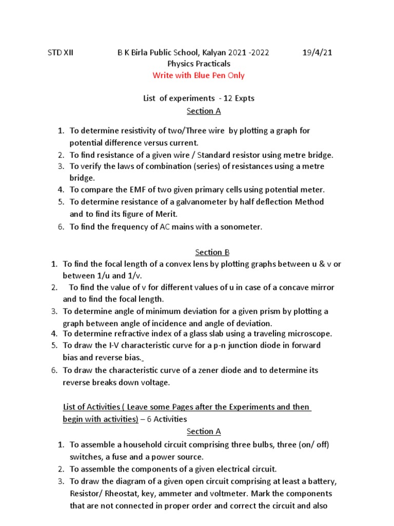 Physics Pracs List | PDF | Electrical Network | Diode