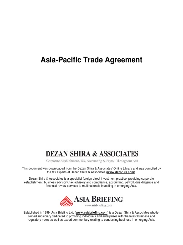 Asia-Pacific Trade Expansion | PDF | Most Favoured Nation | World Trade ...
