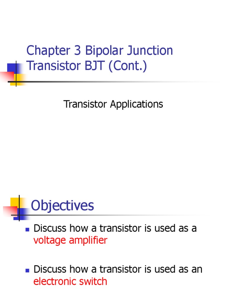 Chapter 3 Bipolar Junction Transistor BJT (Cont.) | PDF | Bipolar Junction Transistor | Amplifier