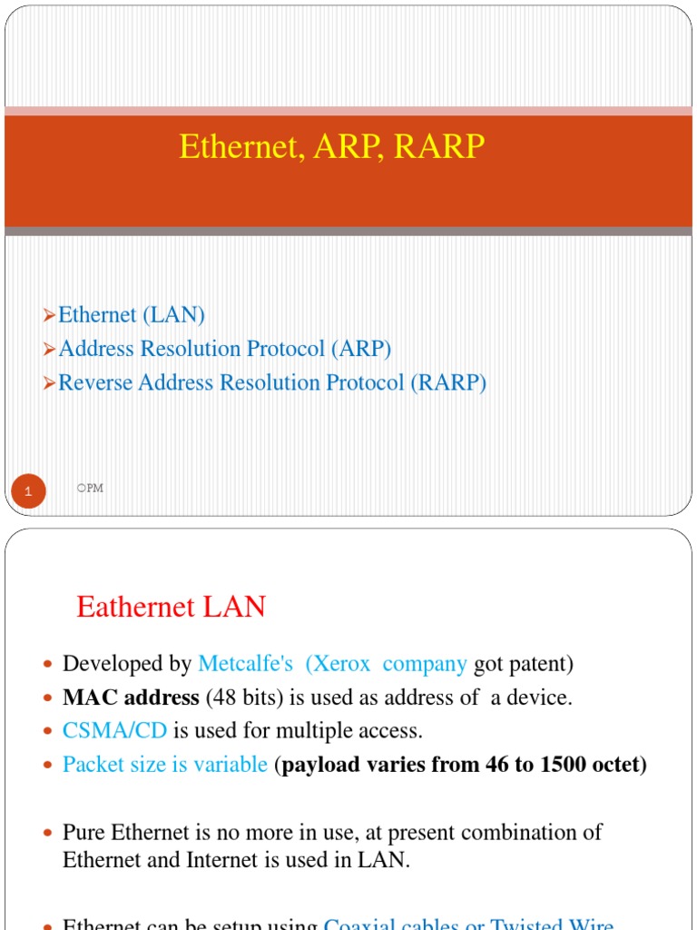 Ethernet (LAN) Address Resolution Protocol (ARP) Reverse Address ...