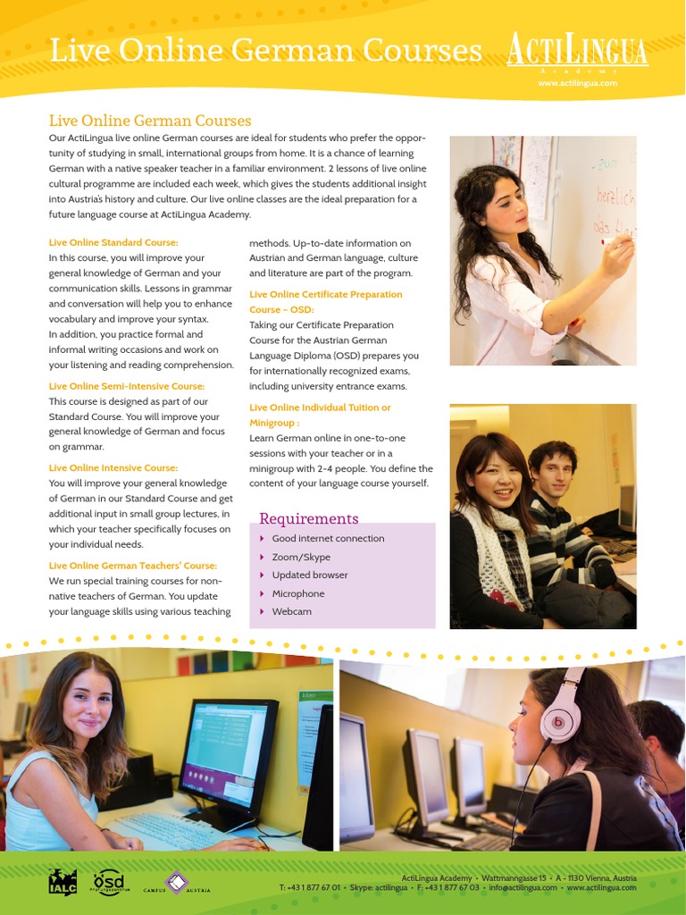 Live Online German Courses | PDF | Teachers | Test (Assessment)