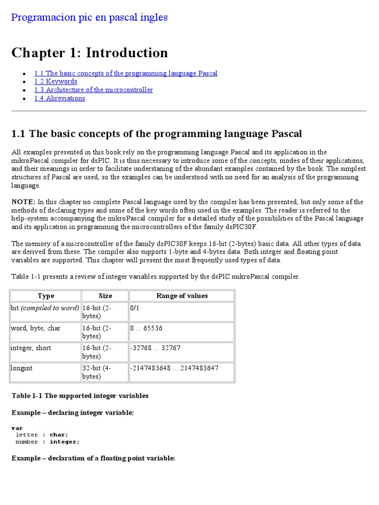Programacion Pic en Pascal Ingles | PDF | Data Type | Pointer (Computer ...