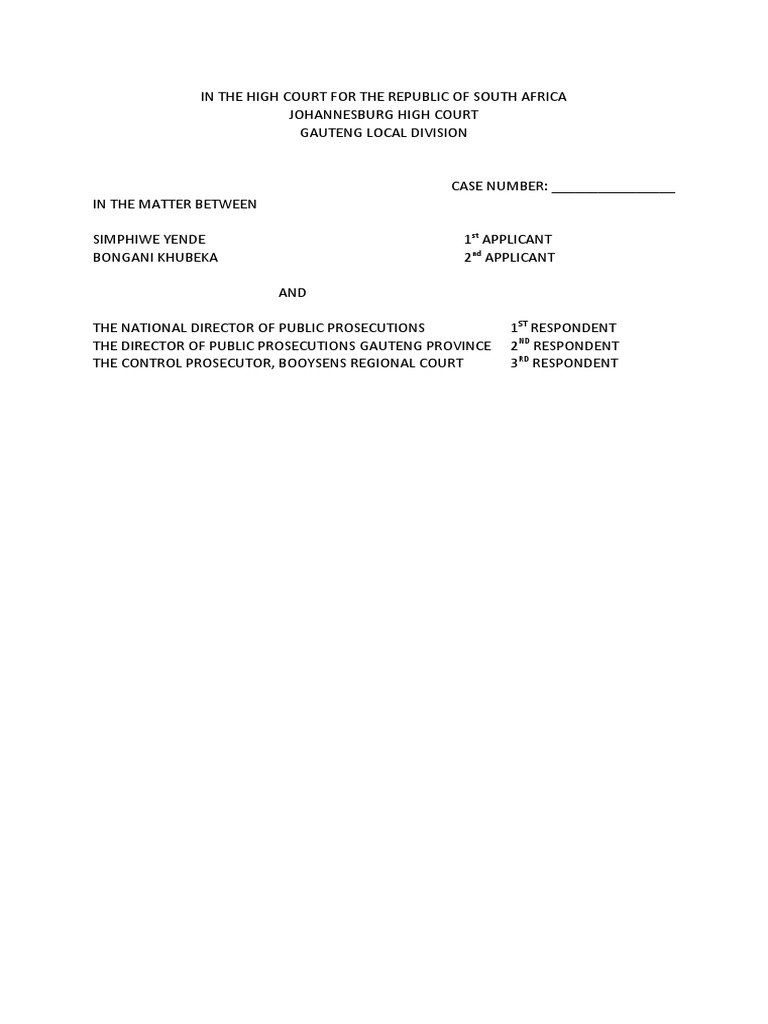 Yende & Khubeka vs. NDPP: Gauteng Case | PDF | Law