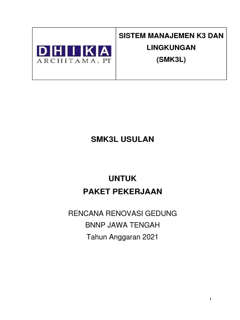 06 Dokumen Smk3l BNNP Jateng Final | PDF