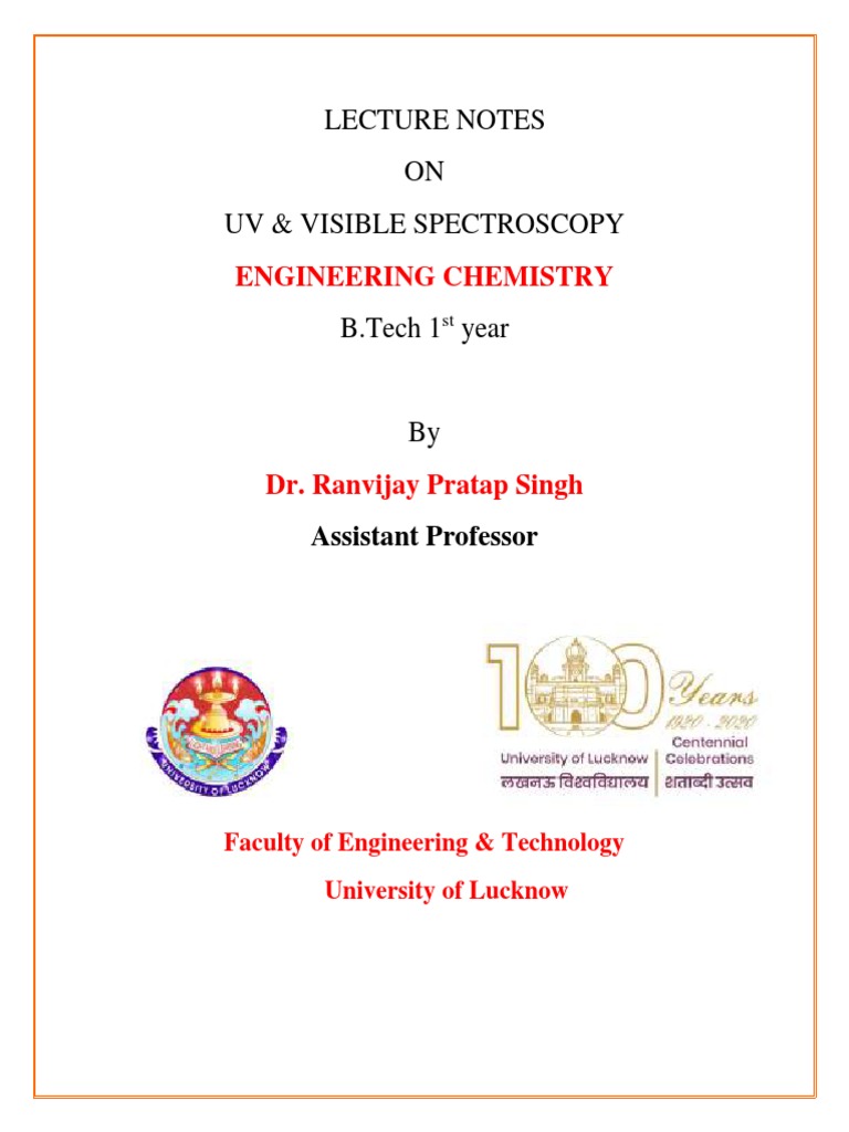 UV Visible Spectroscopy Notes | PDF | Chromophore | Ultraviolet–Visible ...