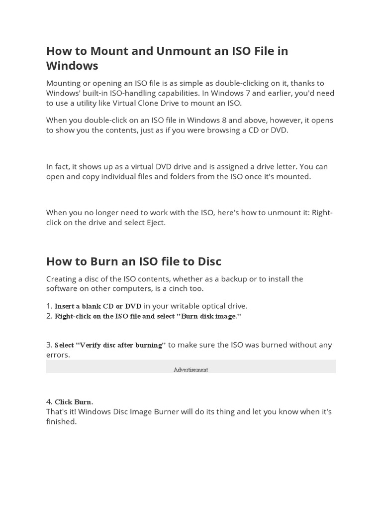 Mounting and Burning ISO in Windows 10 | PDF