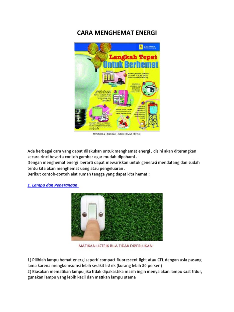 Cara Menghemat Energi | PDF