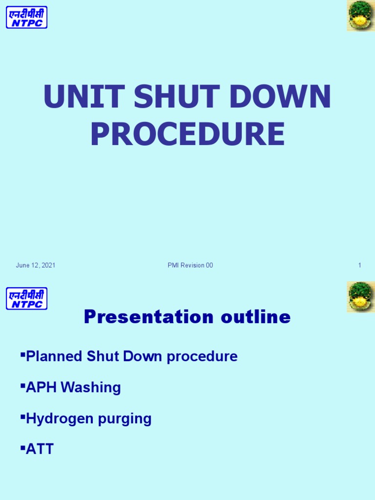 Unit Shut Down Procedure | PDF | Boiler | Steam