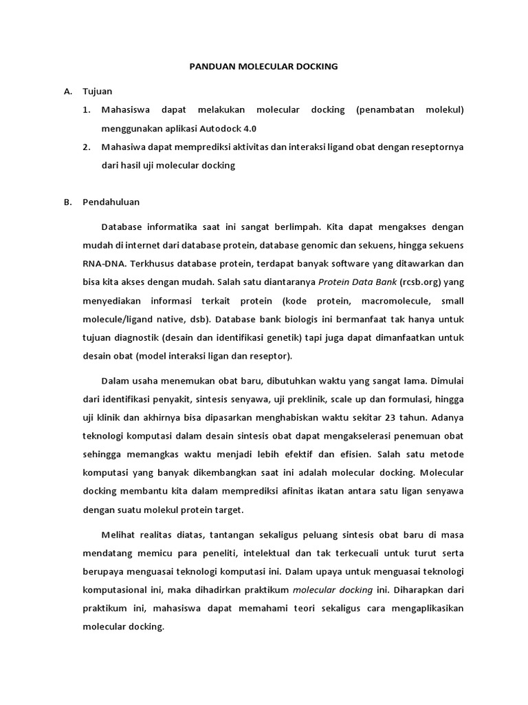 Panduan Molecular Docking Autodock 4.0 | PDF | Komputer