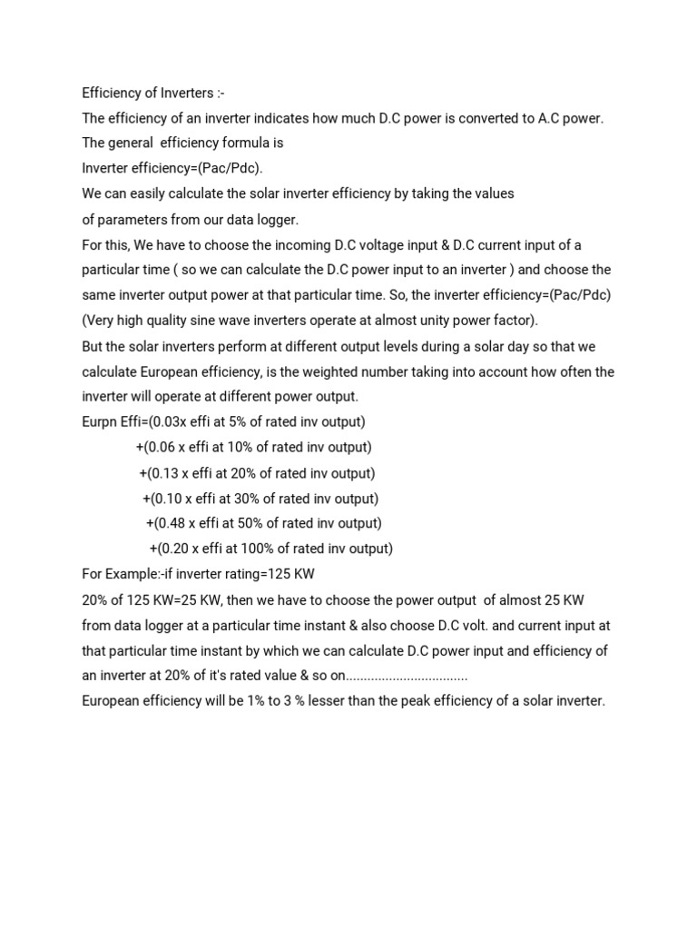 How To Calculate Solar Inverter Efficiency Manually | PDF | Technology ...