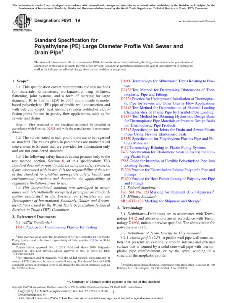 Astm F894 | PDF | Pipe (Fluid Conveyance) | Extrusion