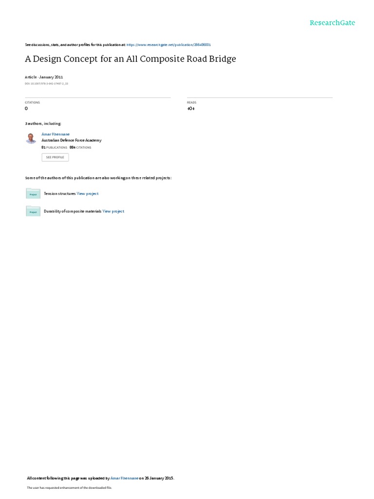 A Design Concept For An All Composite Road Bridge: January 2011 | PDF ...