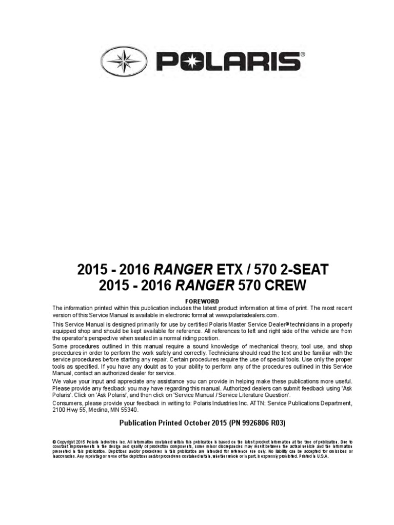 RGR 570 Ext Crew 2015-2016 | PDF | Fuel Injection | Transmission ...