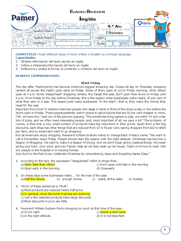 Nglés: COMPETENCE: Read Different Types of Texts Written in English As ...