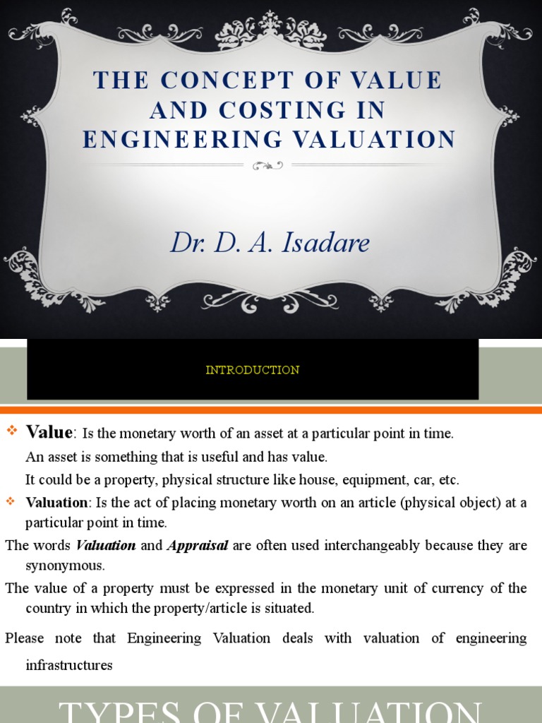 Engineering Valuation - Concept of Value and Costing in Engineering Valuation | PDF | Real ...