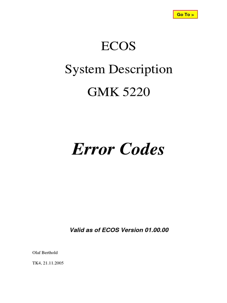 ECOS Error Codes - 5220 | PDF | Switch | Analog To Digital Converter