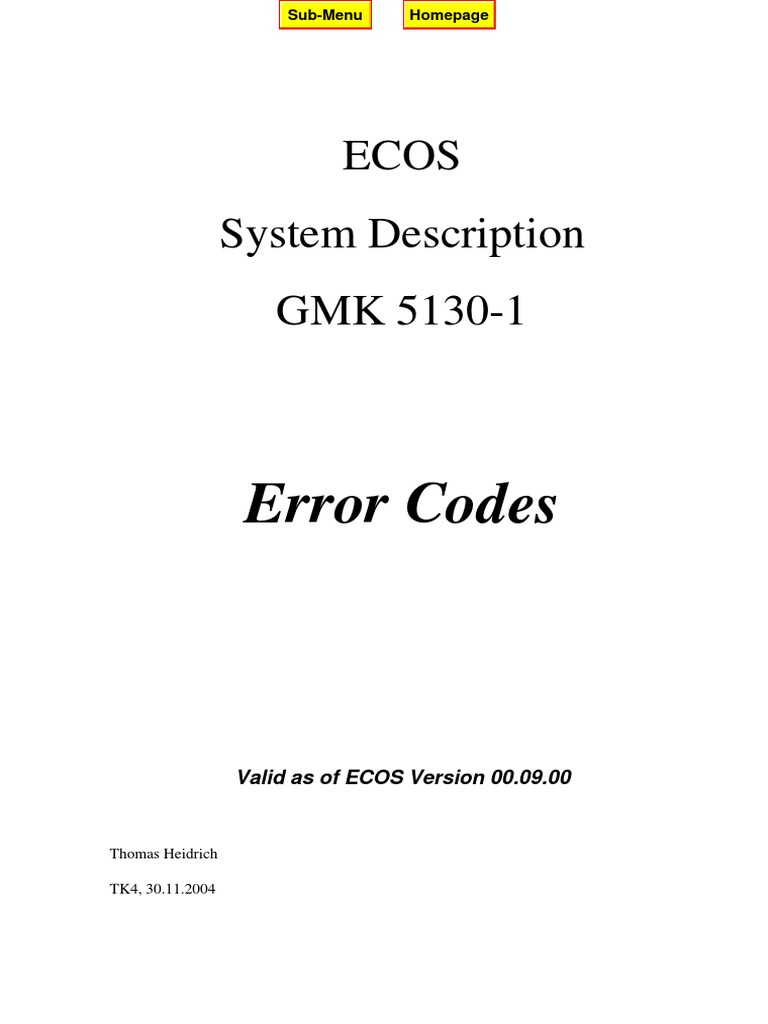 ECOS Error Codes 5130-1 | PDF | Switch | Input/Output