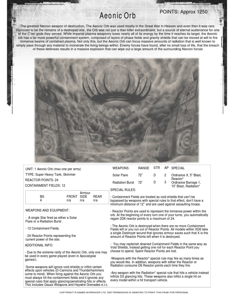 Aeonic Orb | PDF | Military Technology | Military Science