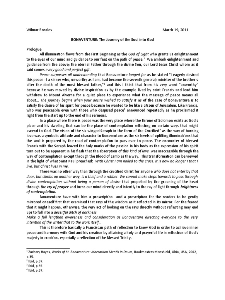 BONAVENTURE: The Journey of The Soul Into God Prologue | PDF | God ...