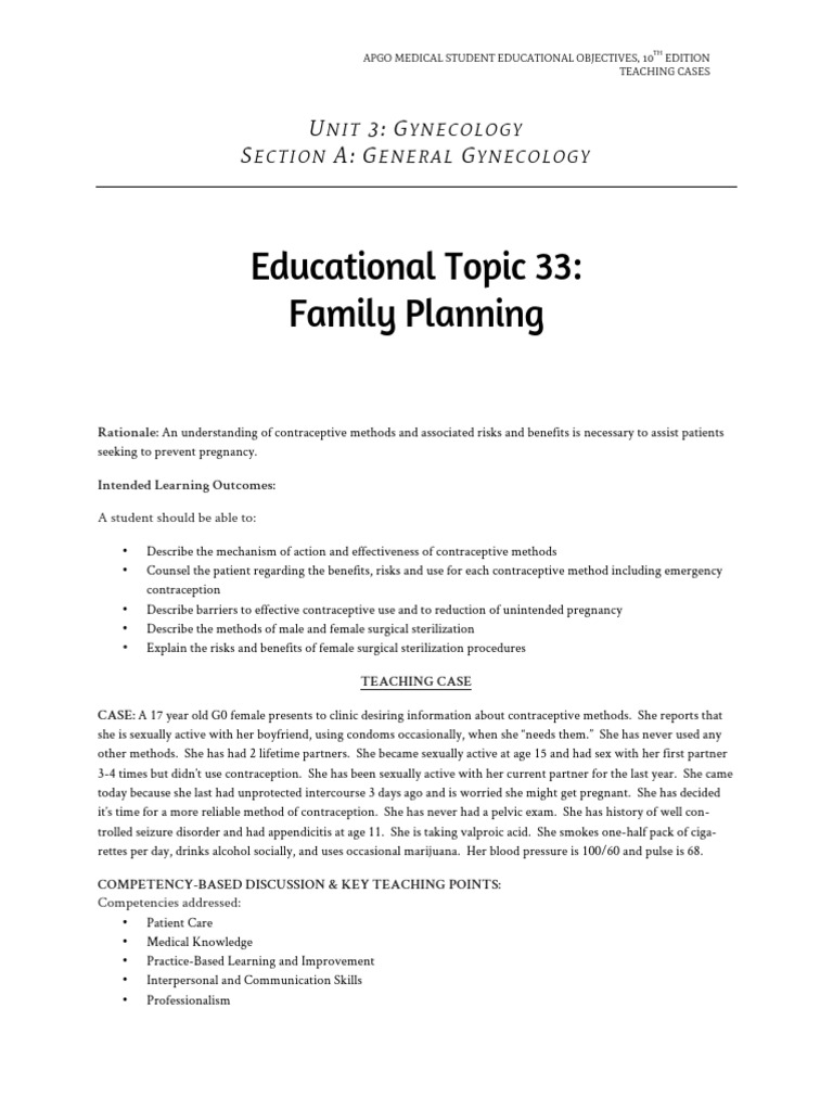Educational Topic 33 - Family Planning | PDF | Birth Control | Sexual ...