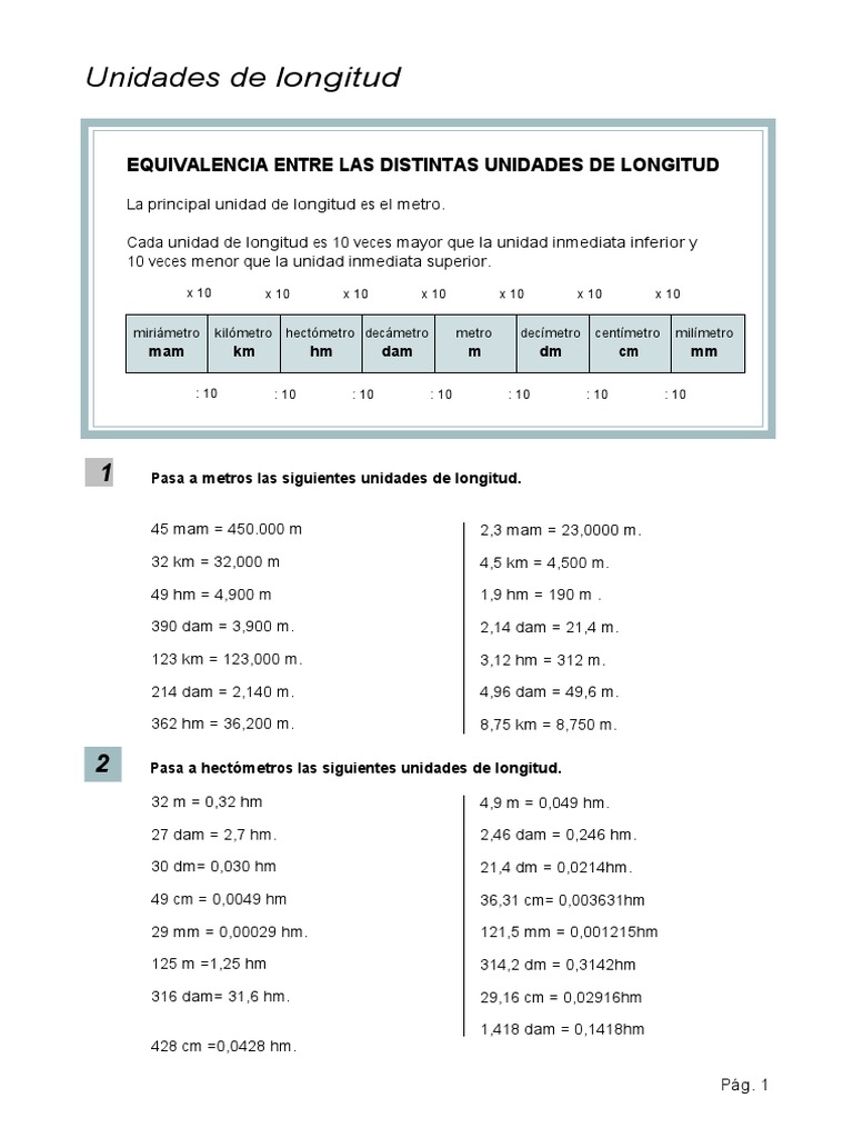 Ejercicios Resueltos de Longitud | PDF | Sistema Internacional de ...