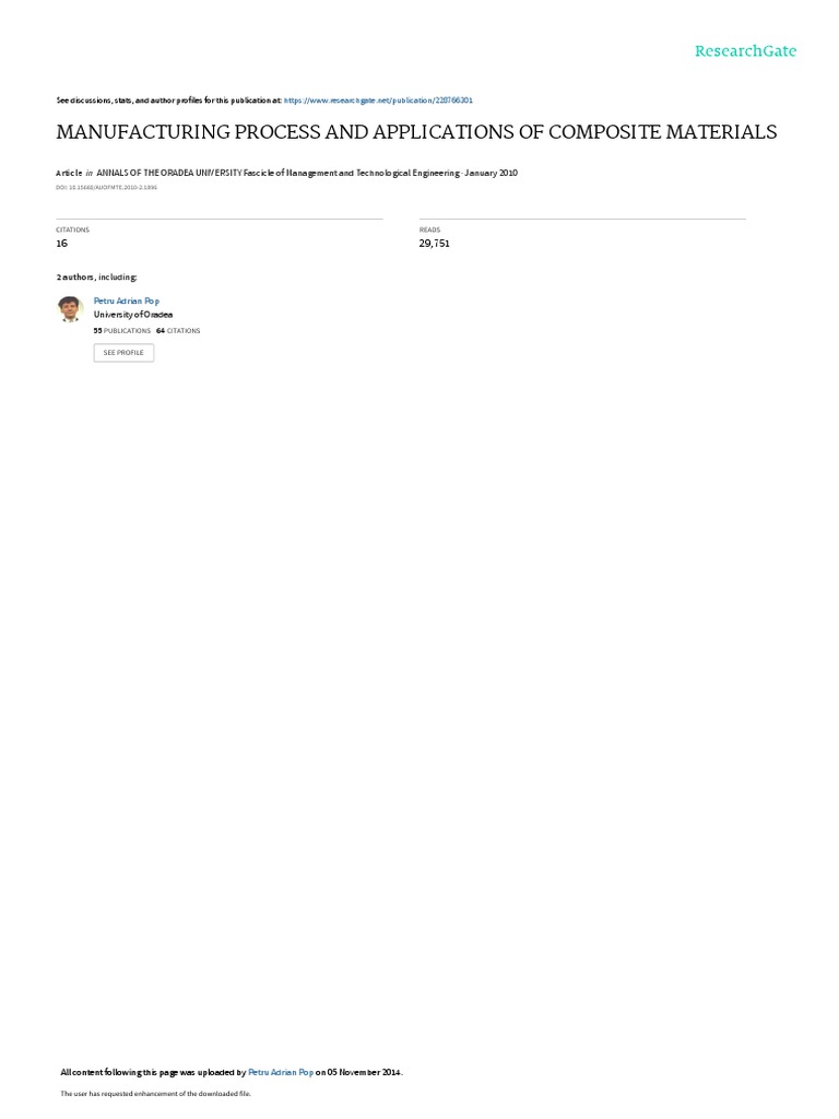 Manufacturing Process and Applications of Composit | PDF | Composite ...