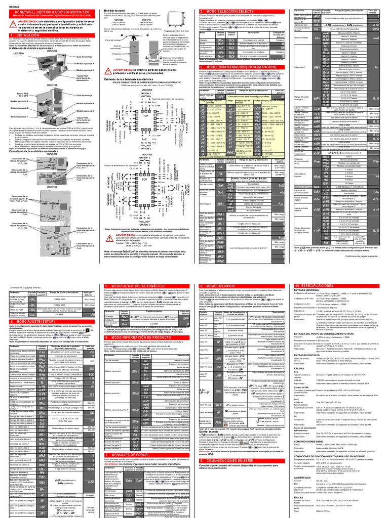 Honeywell Udc1200 | PDF | Ingenieria Eléctrica | Cantidades fisicas