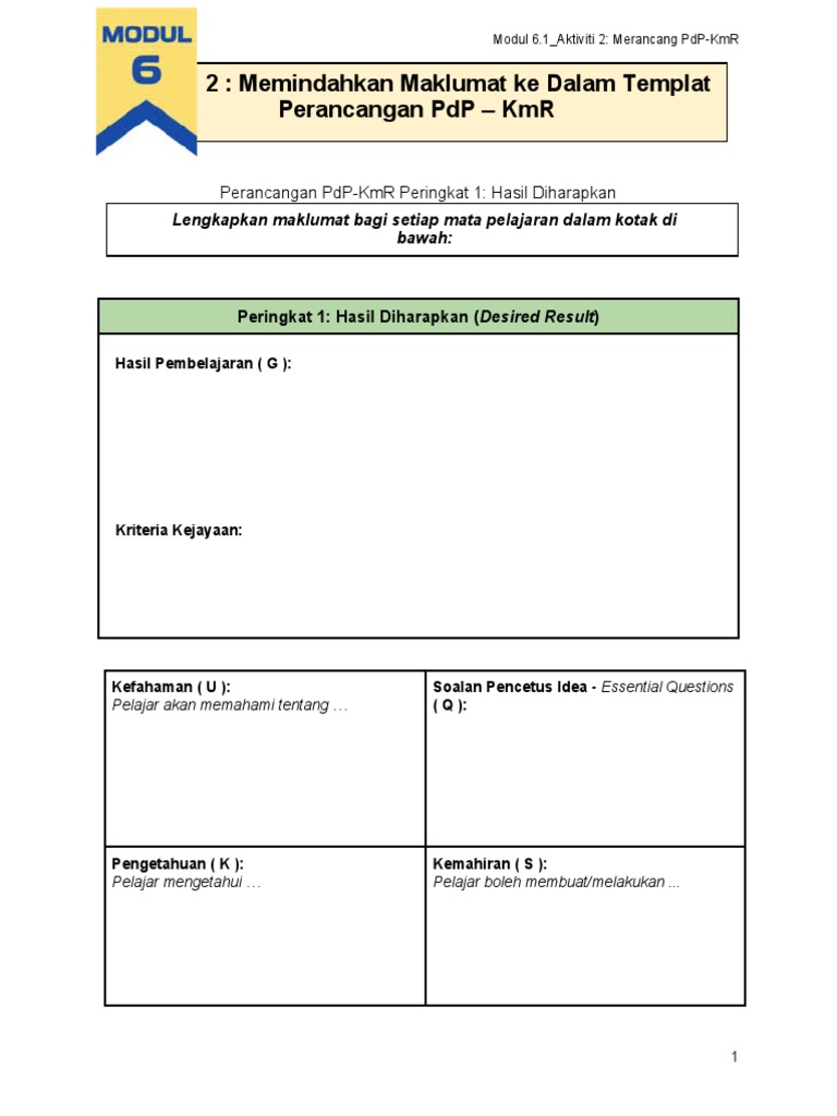 Toolkit 6.1 - Aktiviti 2 Perancangan PDP KMR | PDF