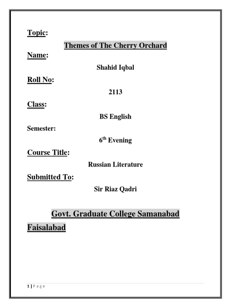 Themes in The Cherry Orchard | PDF | Anton Chekhov