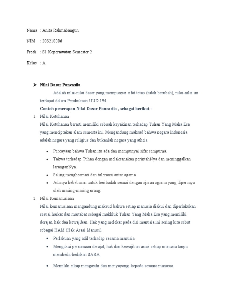 Contoh Nilai Dasar, Nilai Instrumental Dan Nilai Praksis | PDF