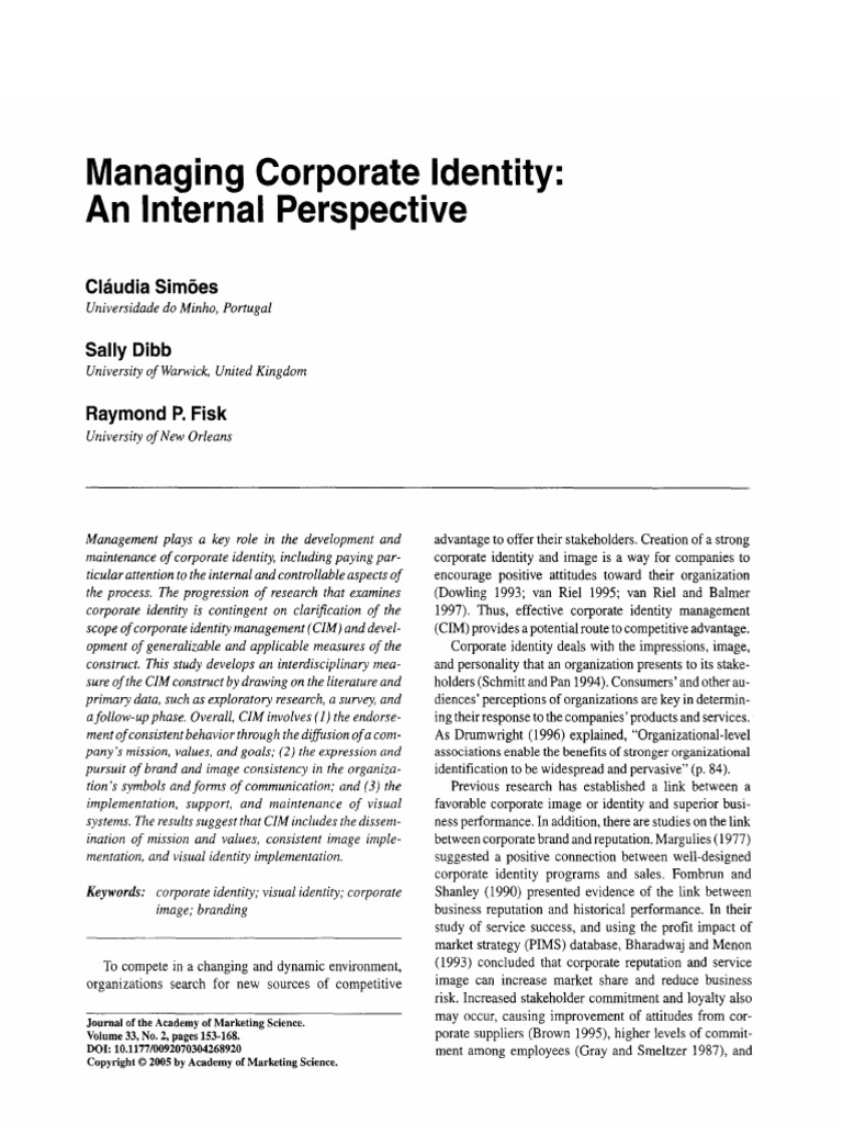 Managing Corporate Identity An Internal | PDF | Brand | Identity ...