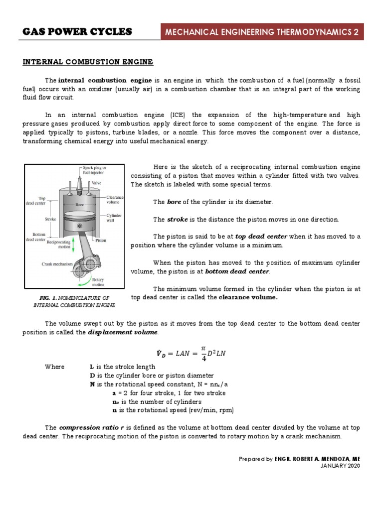 Gas Power Cycles: Mechanical Engineering Thermodynamics 2 | PDF ...