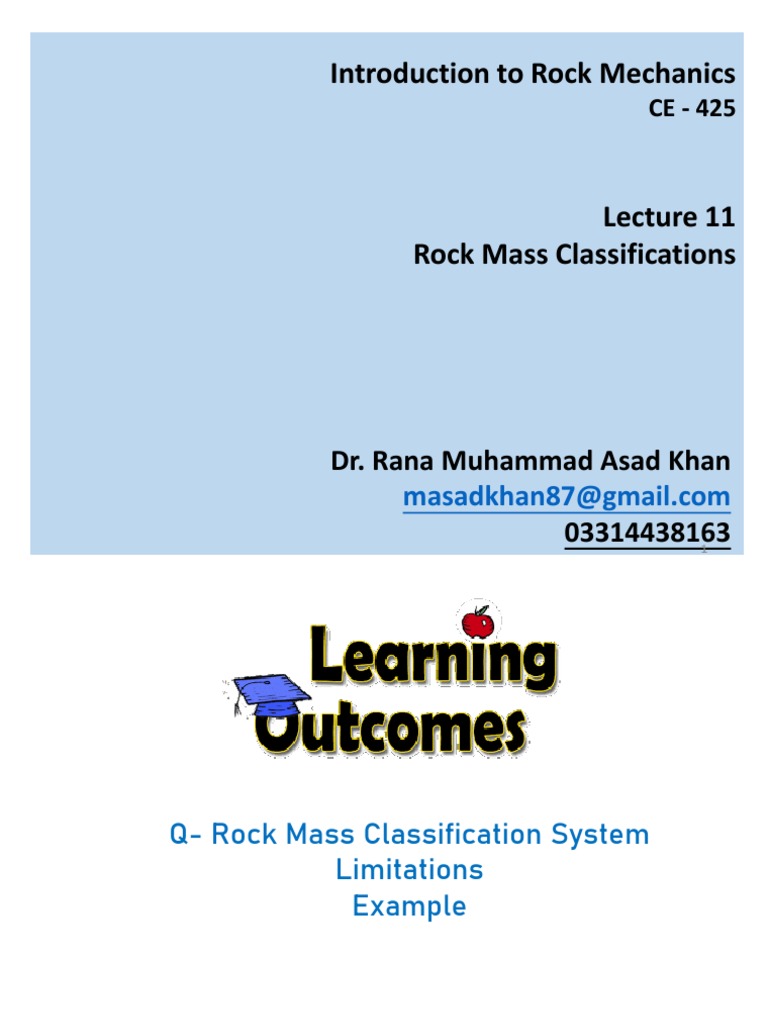 Lec-11 Q-Rock Mass Classification | PDF | Stress (Mechanics) | Natural ...