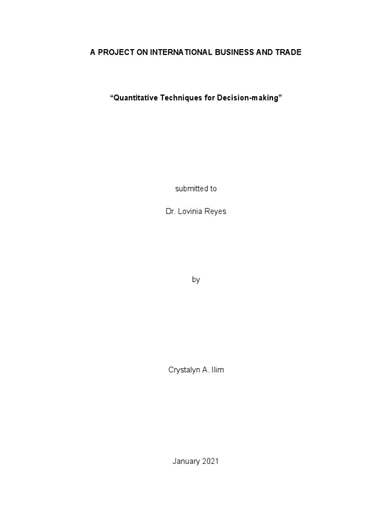 Quantitative Techniques For Decision-Making | PDF | Mathematical ...