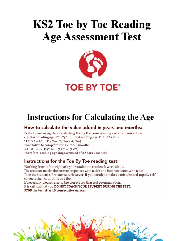 Toe by Toe Reading Age Calculation Guide | PDF