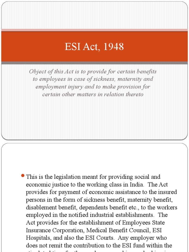 ESI Act, 1948 | PDF | Employment | Economies