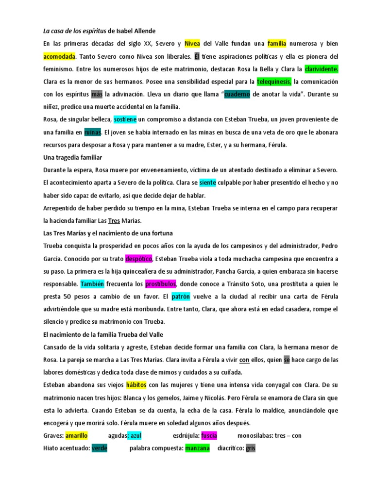 La Casa de Los Espíritus de Isabel Allende | PDF