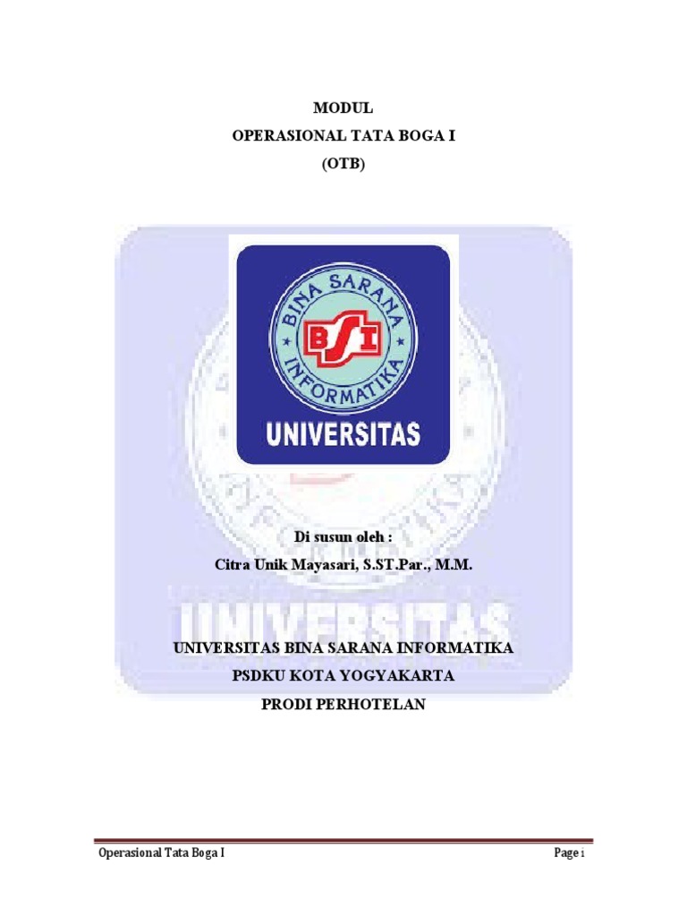 Modul-Operasional Tata Boga | PDF