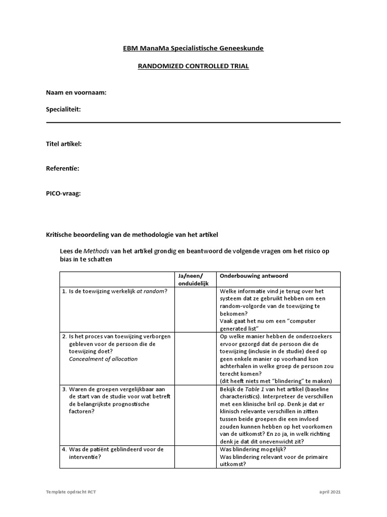 Template RCT - EBM MSG | PDF