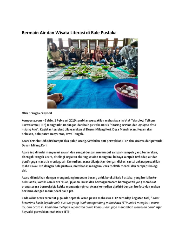 Bermain Air Dan Wisata Literasi Di Bale Pustaka | PDF