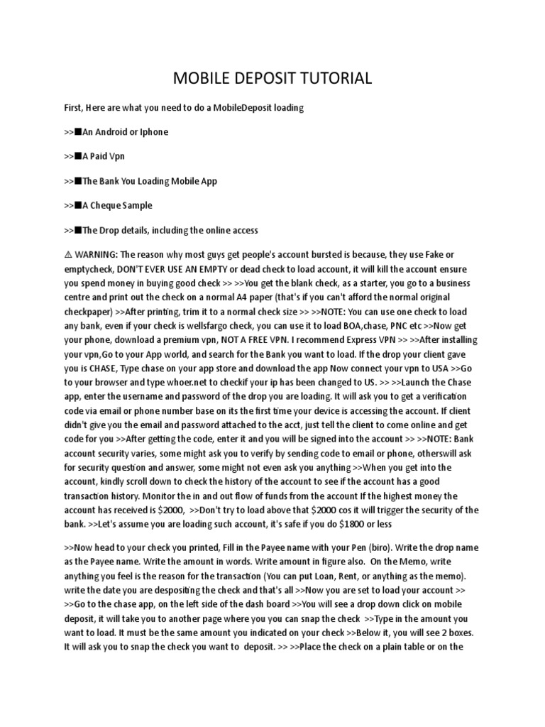 Mobile Deposit Tutorial | PDF | Cheque | Mobile App