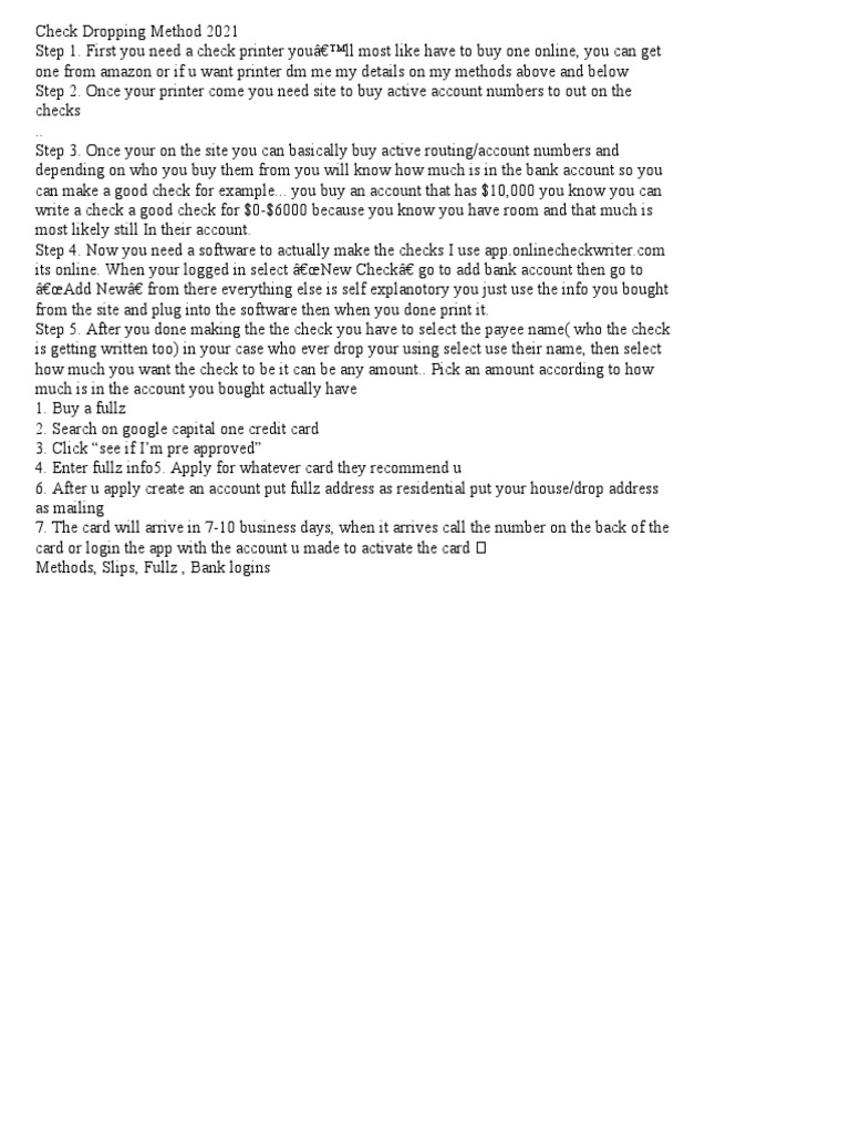 Cheque Drop Method 2021 | PDF