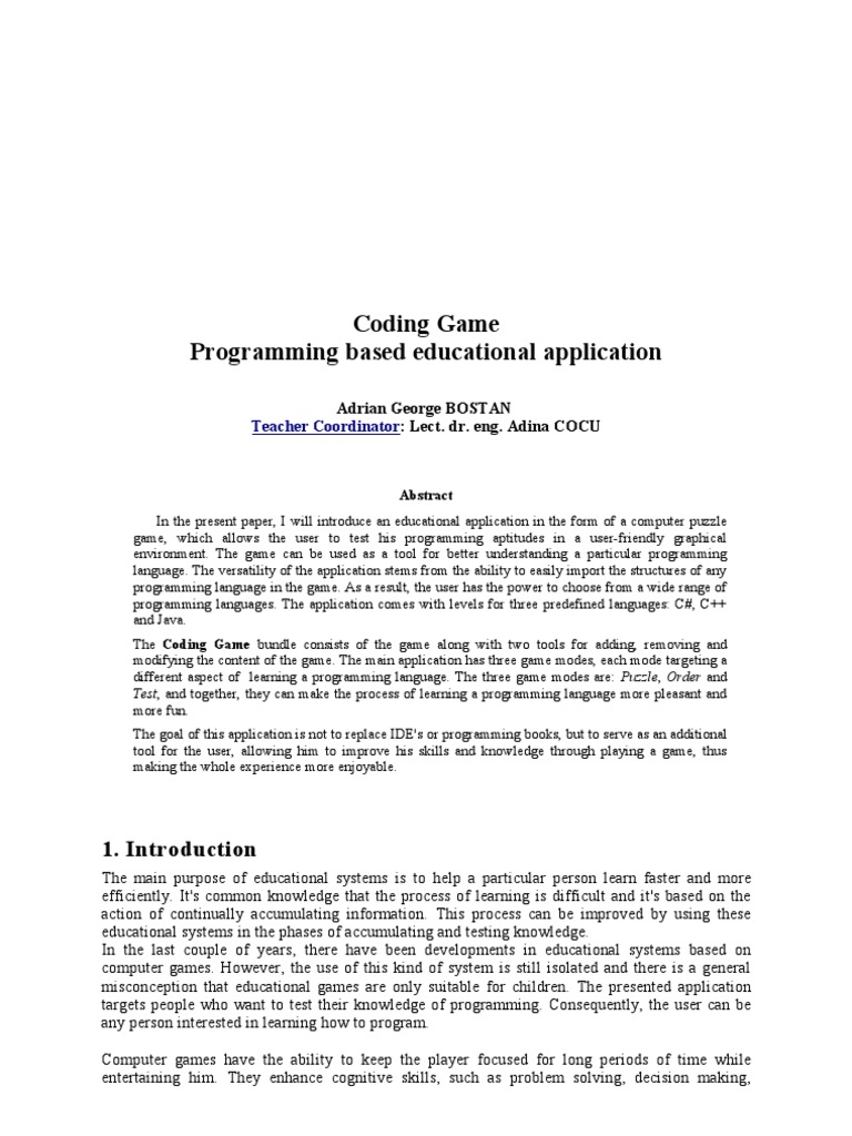 Coding Game PDF | PDF | Computer Programming | Programming Language